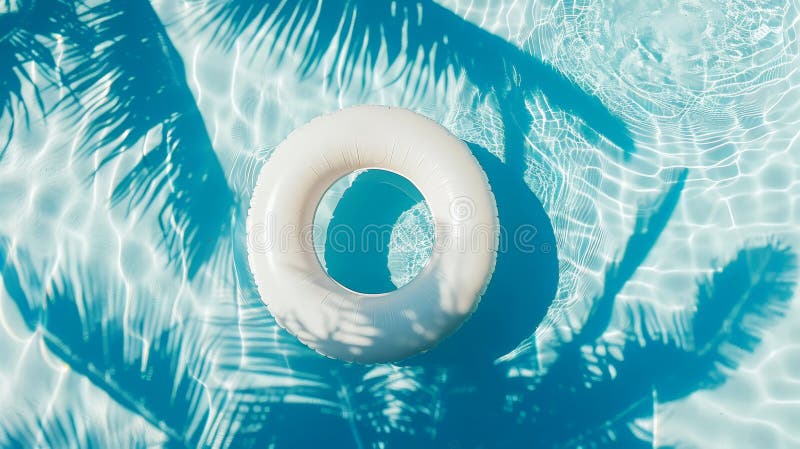 Top View of Aesthetic White Inflatable Ring on Crystal Pool Water ...