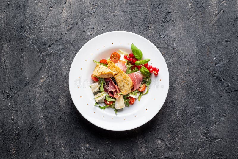 Top View of Aesthetically Decorated Delicious Salad on the Gray Surface ...