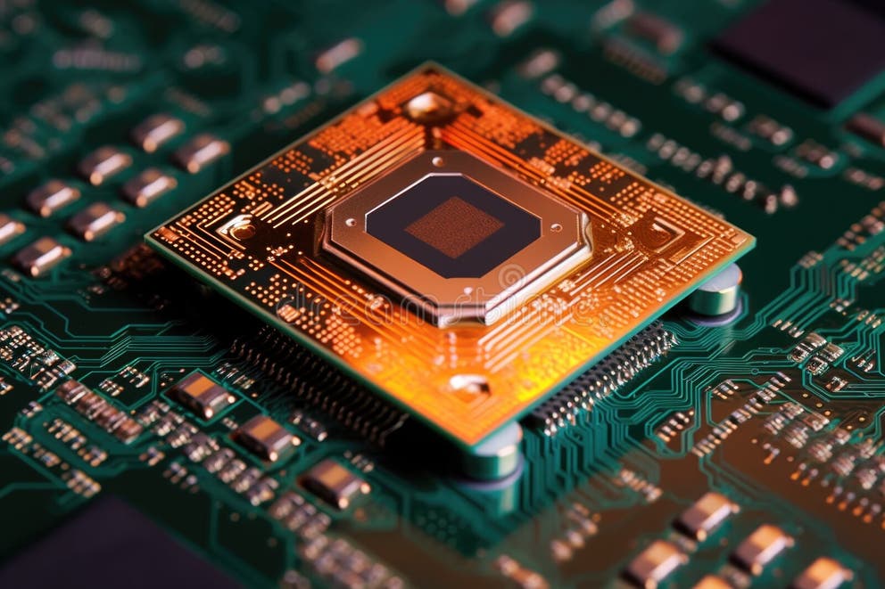 Top View of an Ai Chip on a Circuit Board Stock Illustration ...