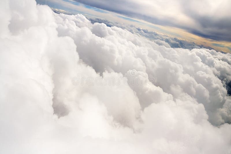Top View from Airplane at the Clouds and Sunset Stock Photo - Image of ...