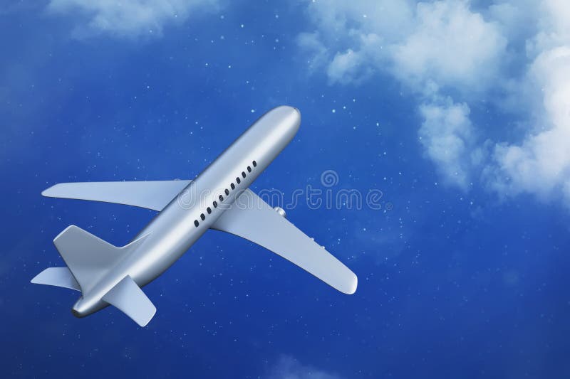 Top View Airplane Flying on 3d Illustrations Stock Illustration ...