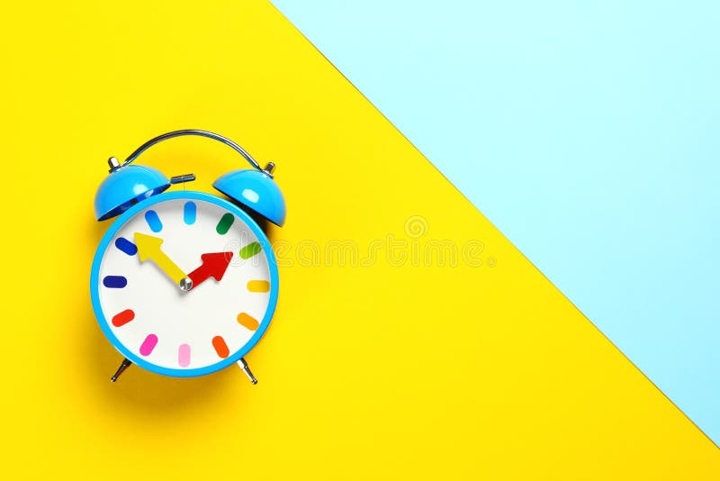 Top View of Alarm Clock on Colorful Background Stock Image - Image of ...