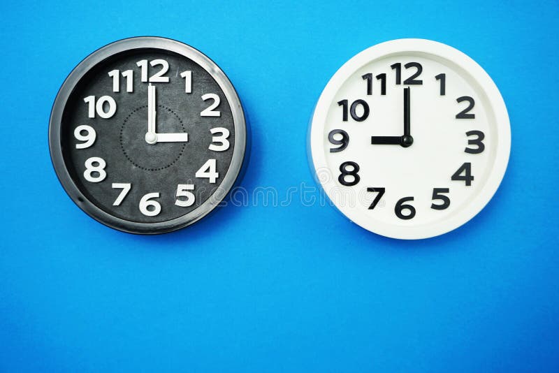 Alarm Clocks with Different Time Flat Lay Composition Stock Photo ...