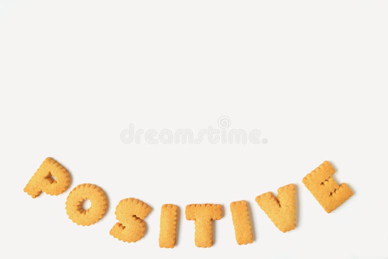 Top View of Alphabet Shaped Biscuits, Spelling the Word POSITIVE Stock ...