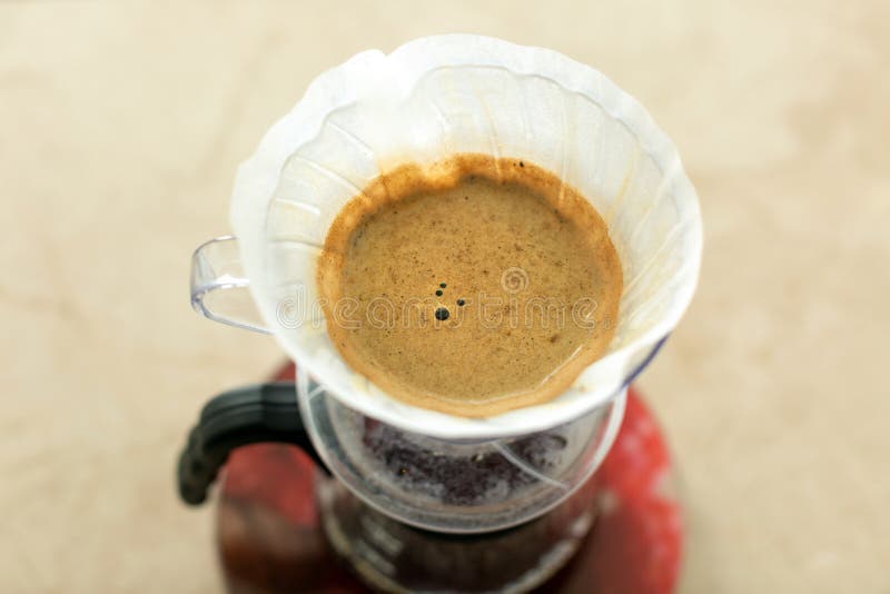 Top View of Alternative Method of Brewing V60 Coffee in a Glass Drip ...