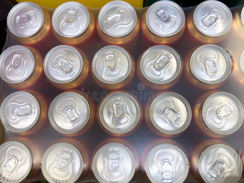 Top View of Aluminum Beverage Cans in Plastic Packaging Editorial Image ...