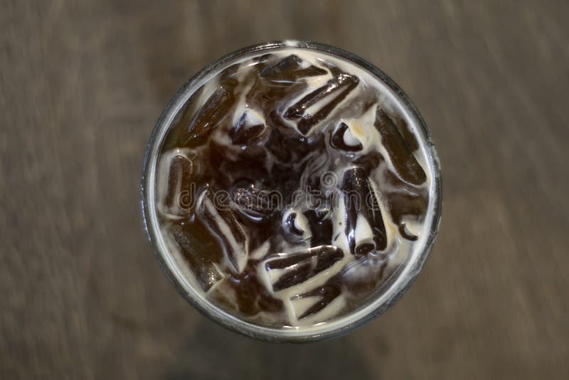 Top View of Americano Coffee Glass Shown Ice and Black Coffee Stock ...