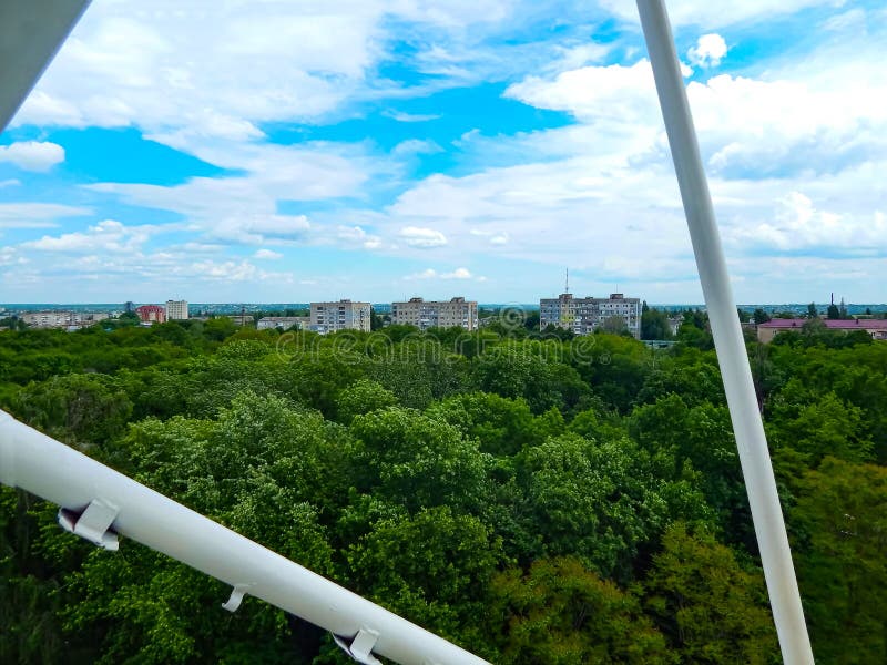 Top View of the Amusement Park with a Ferris Wheel and Roller Coaster ...