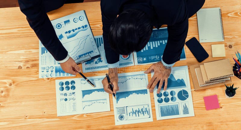 Top View Analyst Team Working on Dashboard Paper on Table. Fervent Stock Photo - Image of report ...
