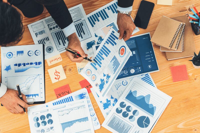 Top View Analyst Team Working on Dashboard Paper on Table. Fervent Stock Photo - Image of work ...