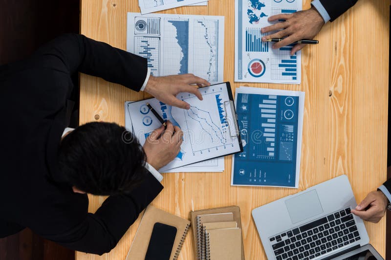 Top View Analyst Team Working on Dashboard Paper on Table. Fervent Stock Photo - Image of screen ...