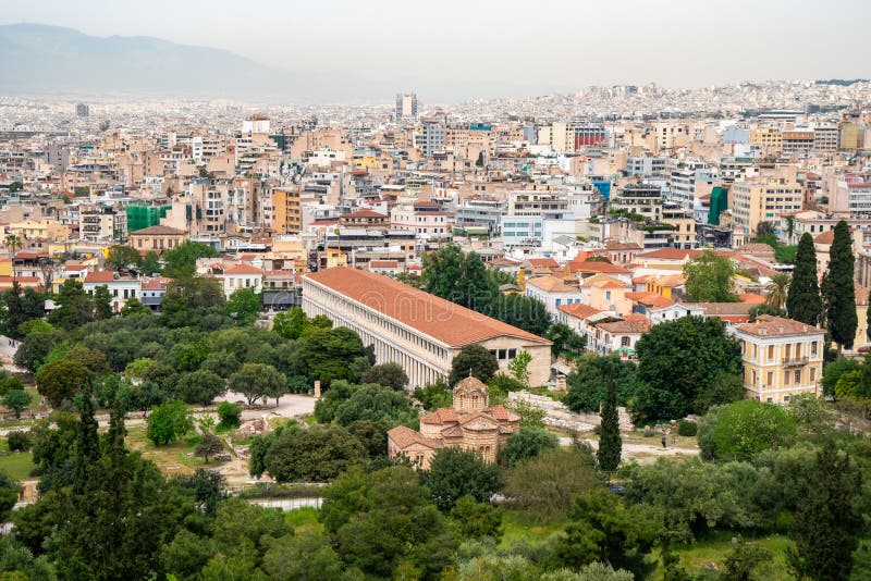 Top View at the Ancient Agora of Athens, Greece Stock Photo - Image of ...