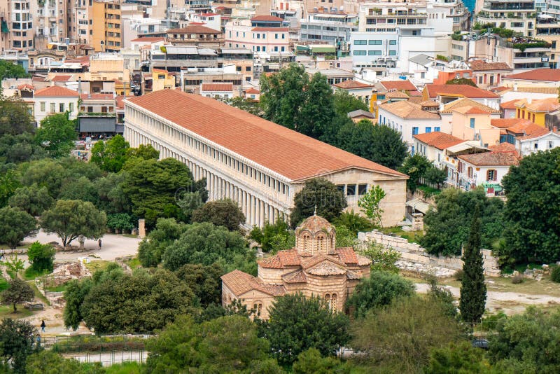 Top View at the Ancient Agora of Athens, Greece Stock Photo - Image of ...