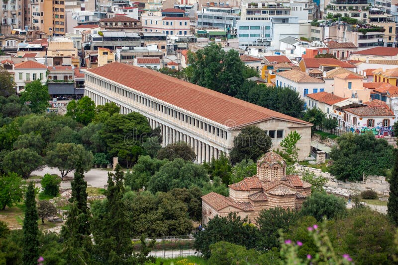 Top View at the Ancient Agora of Athens, Greece Stock Photo - Image of ...