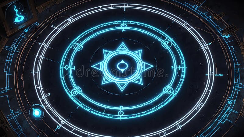 Top View of an Ancient Alchemy Magic Circle with Blue Ai Generated ...