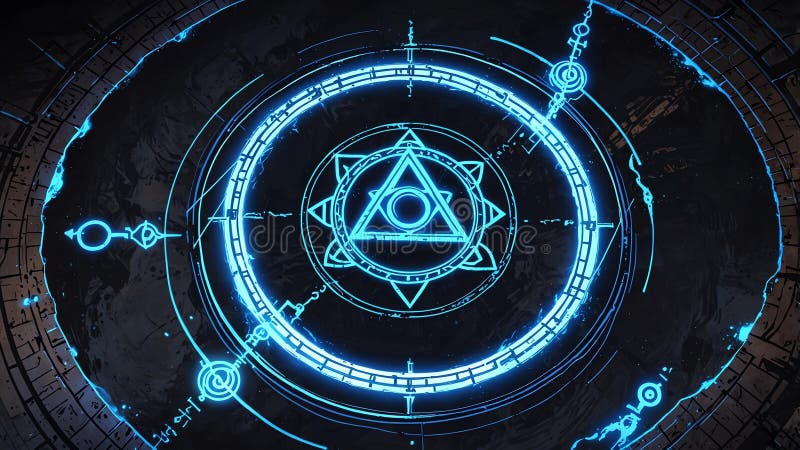 Top View of an Ancient Alchemy Magic Circle with Blue Ai Generated ...