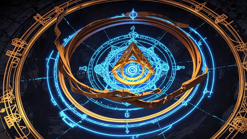 Top View of an Ancient Alchemy Magic Circle with Blue Ai Generated ...