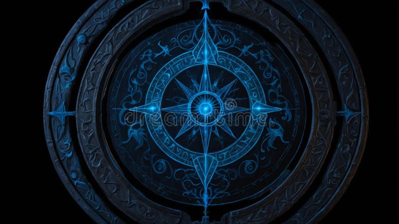 Top View of an Ancient Alchemy Magic Circle with Blue Ai Generated ...