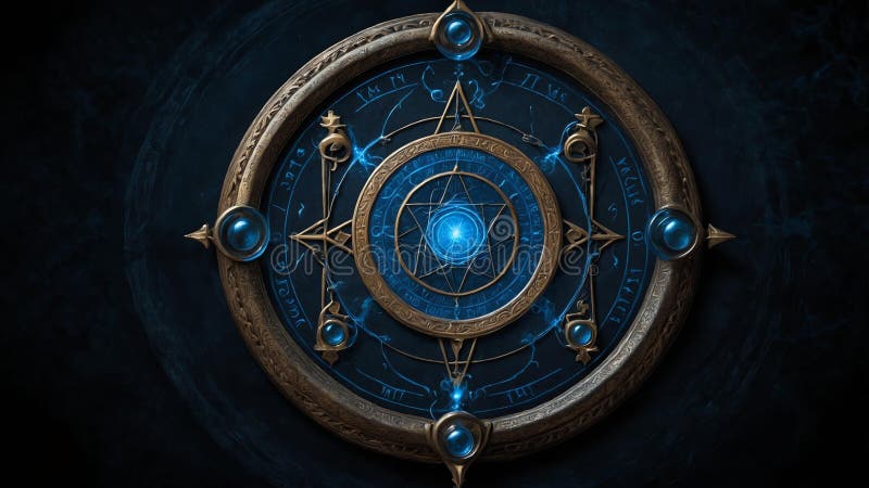 Top View of an Ancient Alchemy Magic Circle with Blue Ai Generated ...