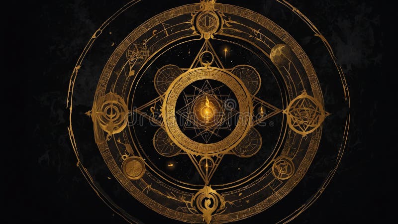 Top View of an Ancient Alchemy Magic Circle with Gold Ai Generated ...
