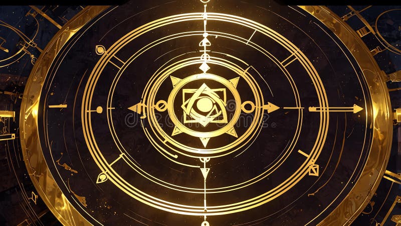 Top View of an Ancient Alchemy Magic Circle with Gold Ai Generated ...