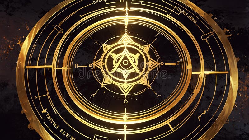 Top View of an Ancient Alchemy Magic Circle with Gold Ai Generated ...