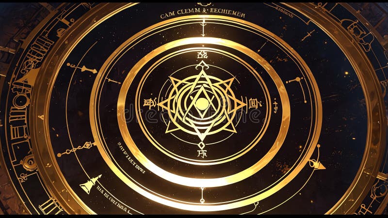 Top View of an Ancient Alchemy Magic Circle with Gold Ai Generated ...