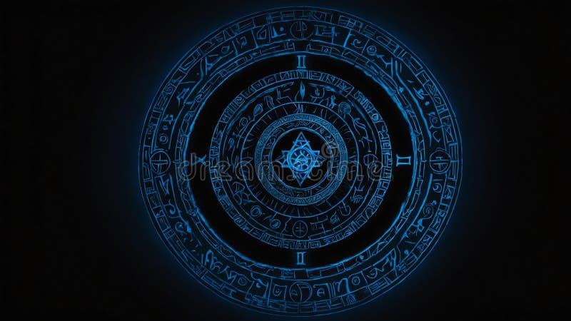 Top View of an Ancient Runic Magic Circle with Blue Li Ai Generated ...