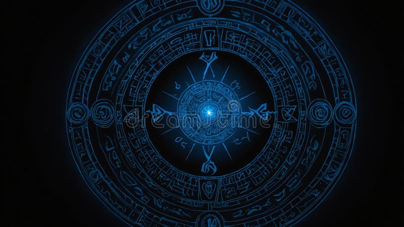 Top View of an Ancient Runic Magic Circle with Blue Li Ai Generated ...