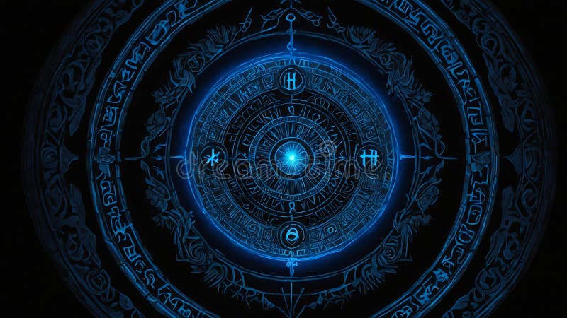 Top View of an Ancient Runic Magic Circle with Blue Li Ai Generated ...