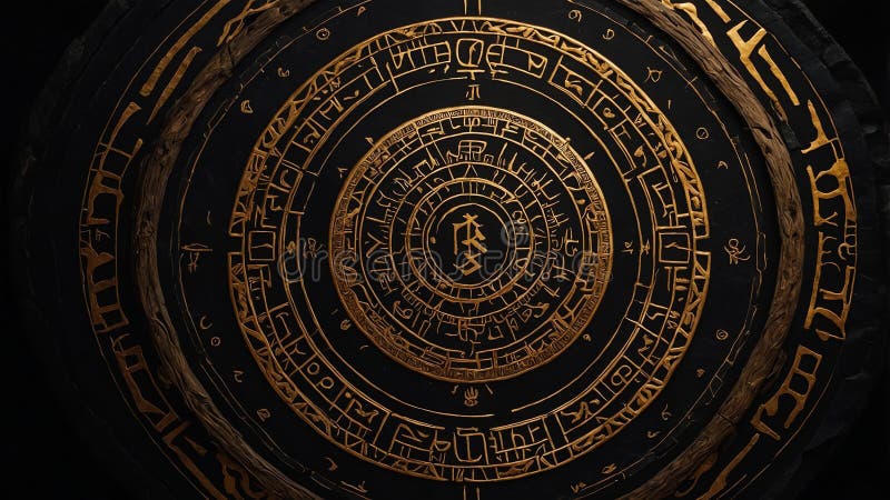 Top View of an Ancient Runic Magic Circle with Gold Li Ai Generated ...