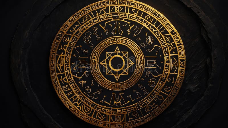 Top View of an Ancient Runic Magic Circle with Gold Li Ai Generated ...