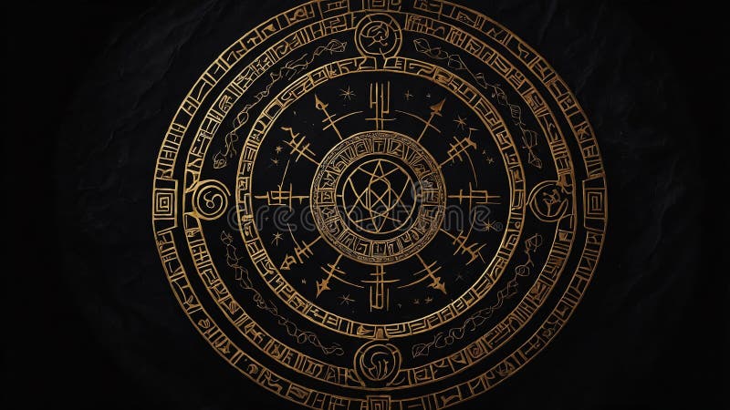 Top View of an Ancient Runic Magic Circle with Gold Li Ai Generated ...