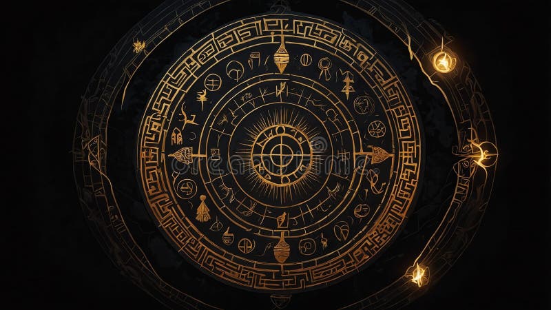 Top View of an Ancient Runic Magic Circle with Gold Li Ai Generated ...