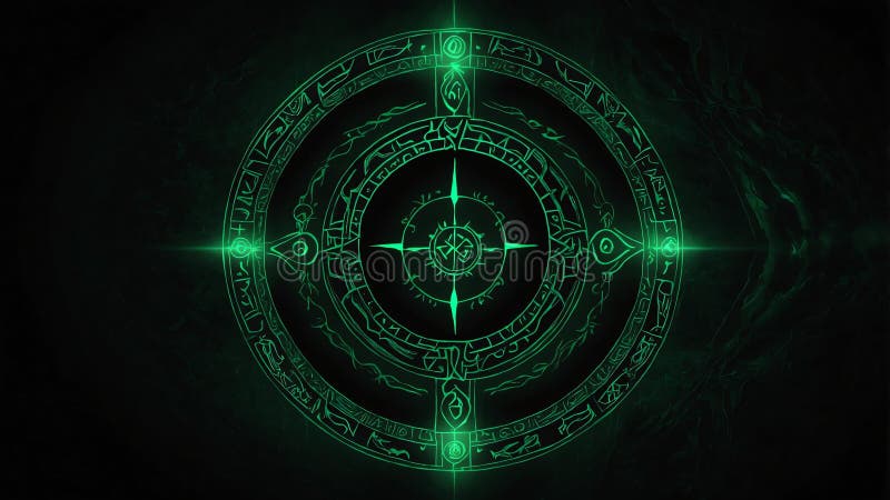 Top View of an Ancient Runic Magic Circle with Green L Ai Generated ...
