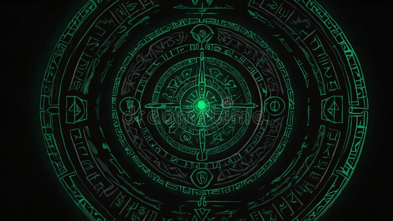 Top View of an Ancient Runic Magic Circle with Green L Ai Generated ...