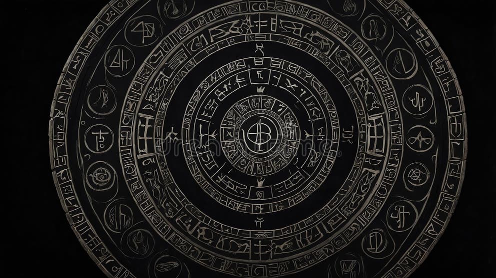 Top View of an Ancient Runic Magic Circle with Grey Li Ai Generated ...