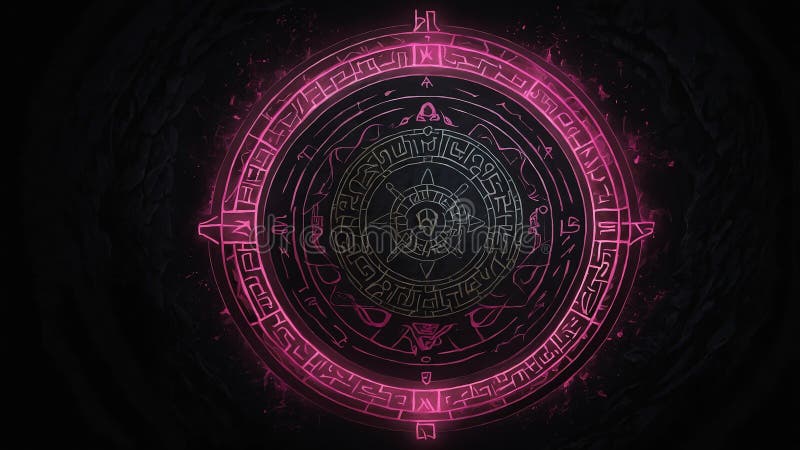 Top View of an Ancient Runic Magic Circle with Pink Li Ai Generated ...