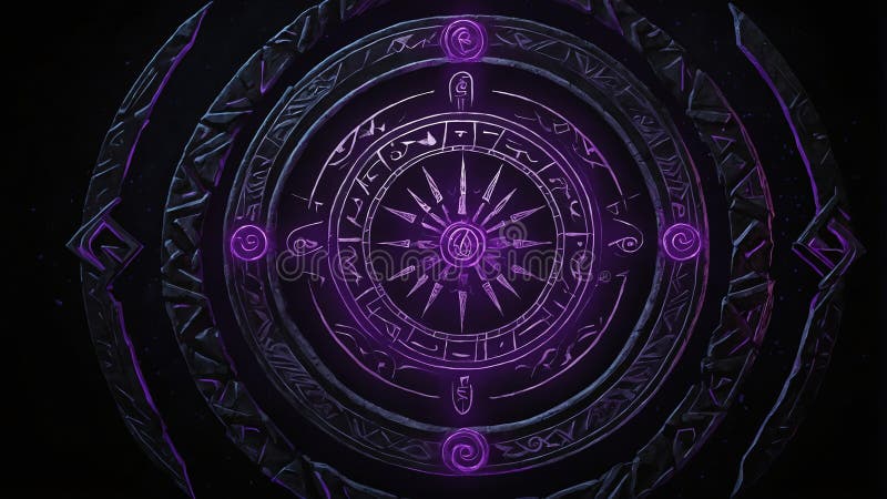 Top View of an Ancient Runic Magic Circle with Purple Ai Generated ...