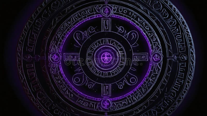 Top View of an Ancient Runic Magic Circle with Purple Ai Generated ...
