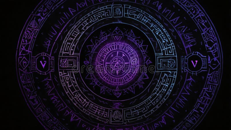 Top View of an Ancient Runic Magic Circle with Purple Ai Generated ...