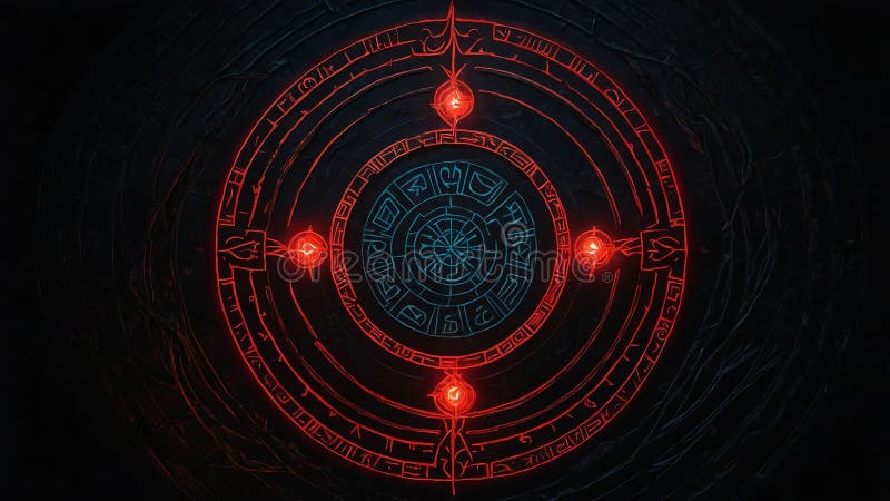 Top View of an Ancient Runic Magic Circle with Red Lig Ai Generated ...