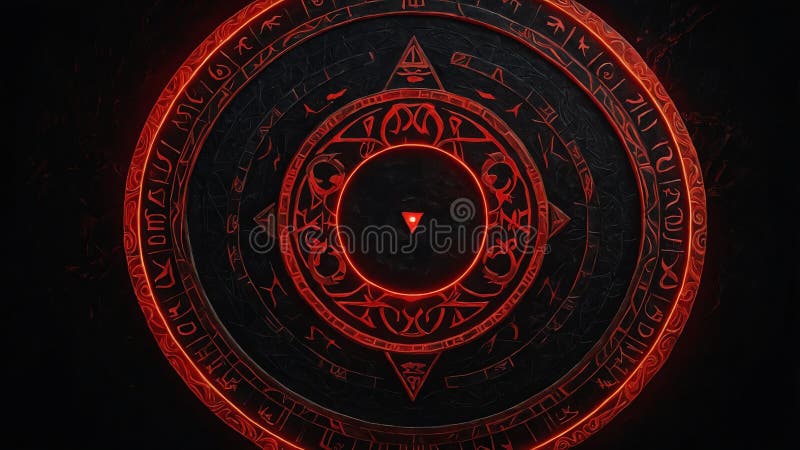 Top View of an Ancient Runic Magic Circle with Red Lig Ai Generated ...