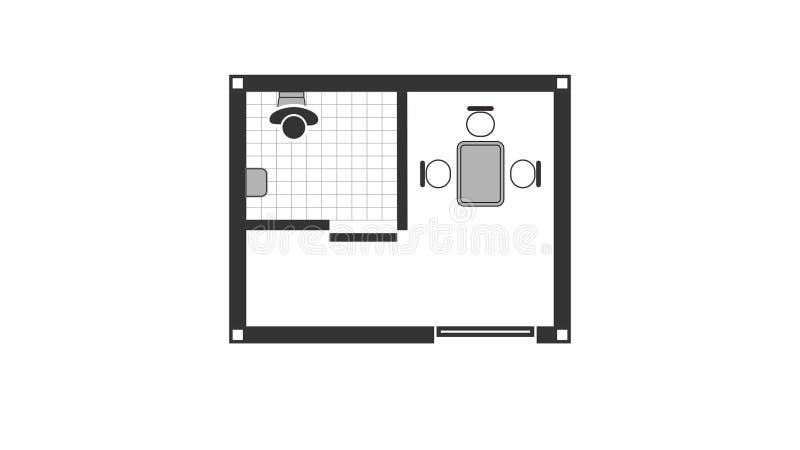 Top View of Animation Human Walking into the Toilet with Facilities in ...