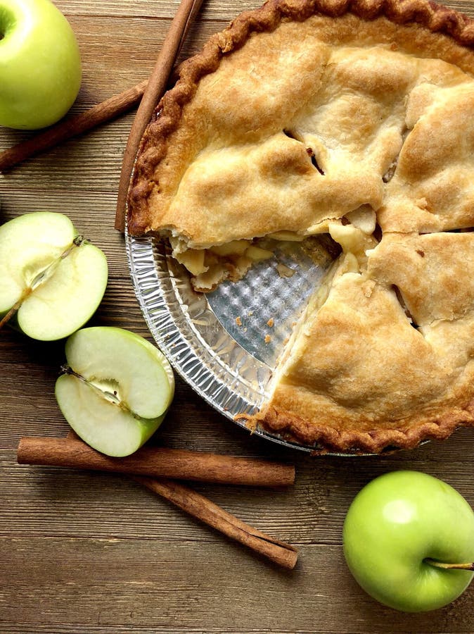 Apple Pie on a Rustic Wood Surface Stock Photo - Image of healthy ...