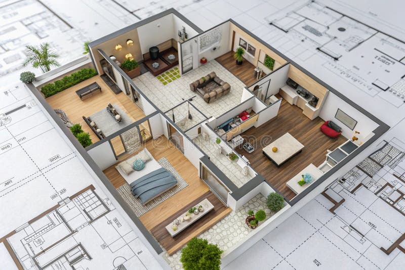 Top View of Architectural Home Interior Design Project Stock ...