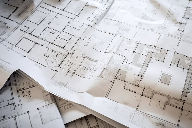 Top View Architecture Plan Blueprint in Modern Office - Ai Generated ...