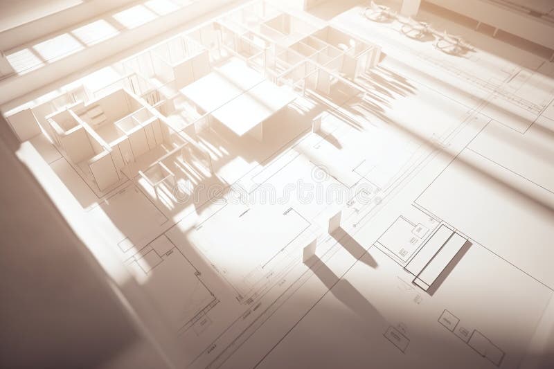 Architecture Plan Blueprint from Top View Modern Office - Ai Generated ...