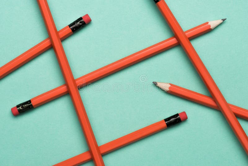 Top View of Arranged Graphite Pencils with Erasers Stock Image - Image ...