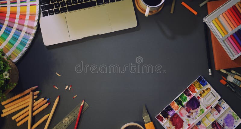 Top View of Artist Creative Studio Stock Photo - Image of creativity ...